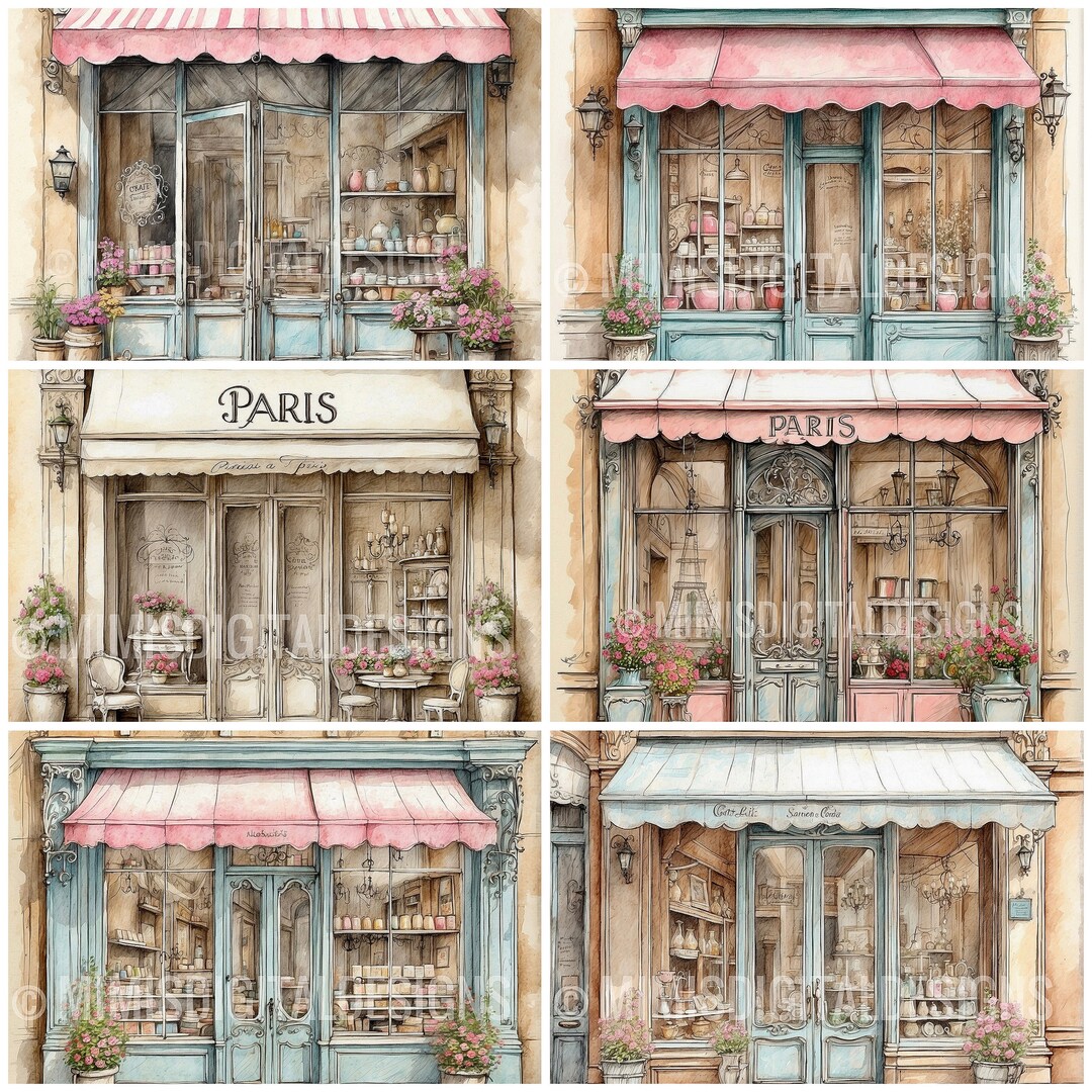 French Storefronts , Paris, Digital Design, Clip Art, Printable - Etsy