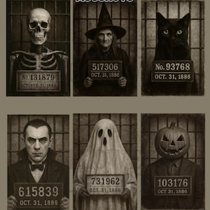 Spooky Vintage Halloween Mugshots Print Set - Instant Digital Download ...
