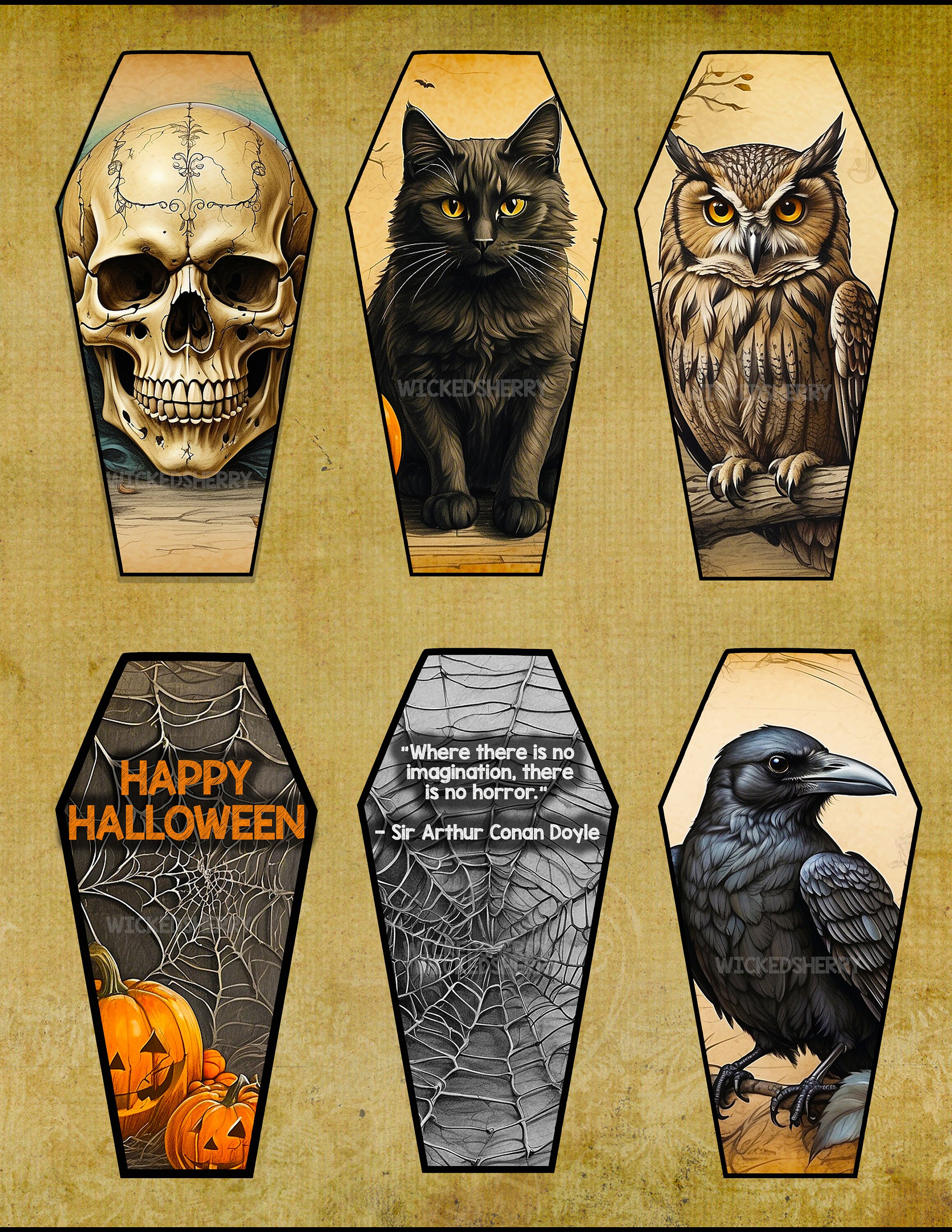 Halloween Classic Coffin Tags, Digital, Junk Journal, Printables ...