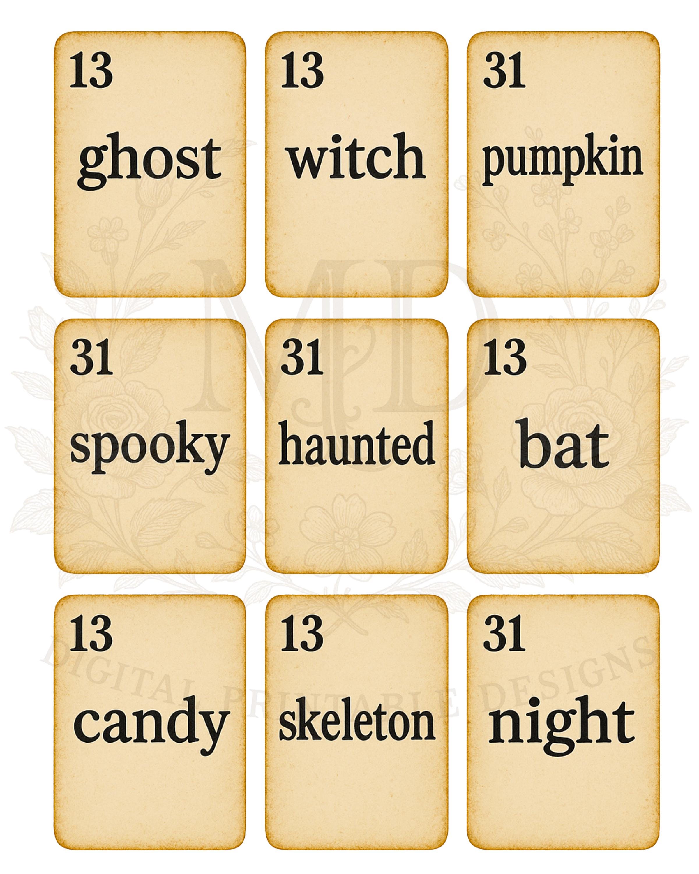 Halloween Vocabulary Flashcards Printable | Spooky Word Learning Cards ...