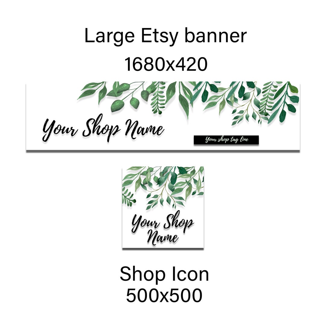 Leafy Botanical Etsy Shop Banner Set and Shop Icon - Etsy