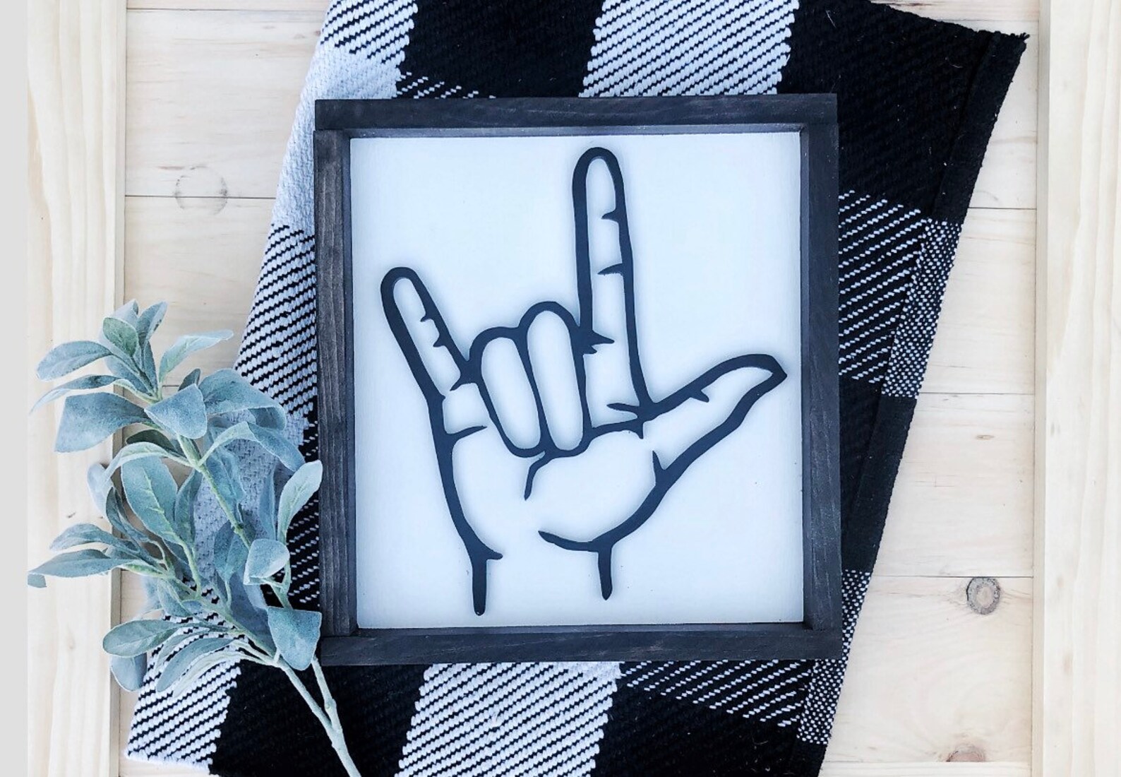 I Love You Hand Sign Language ASL Farmhouse Decor Sign | Etsy