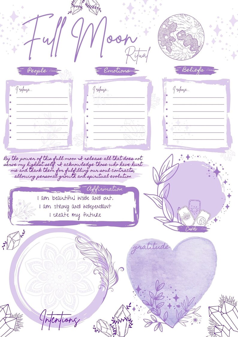 Full Moon Ritual Journal Printable Digital Instant Download - Etsy