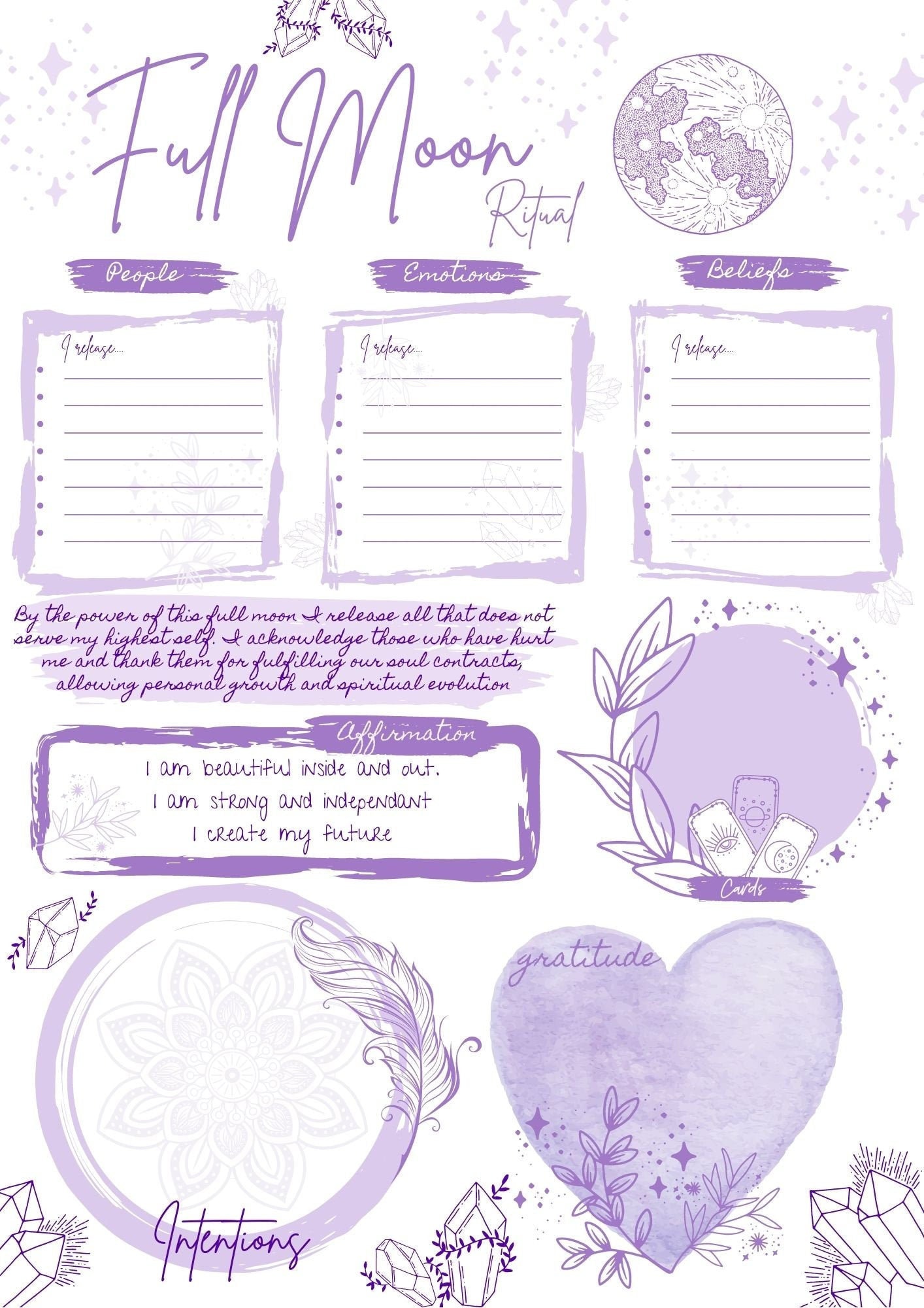 Full Moon Ritual Journal Printable Digital Instant Download - Etsy