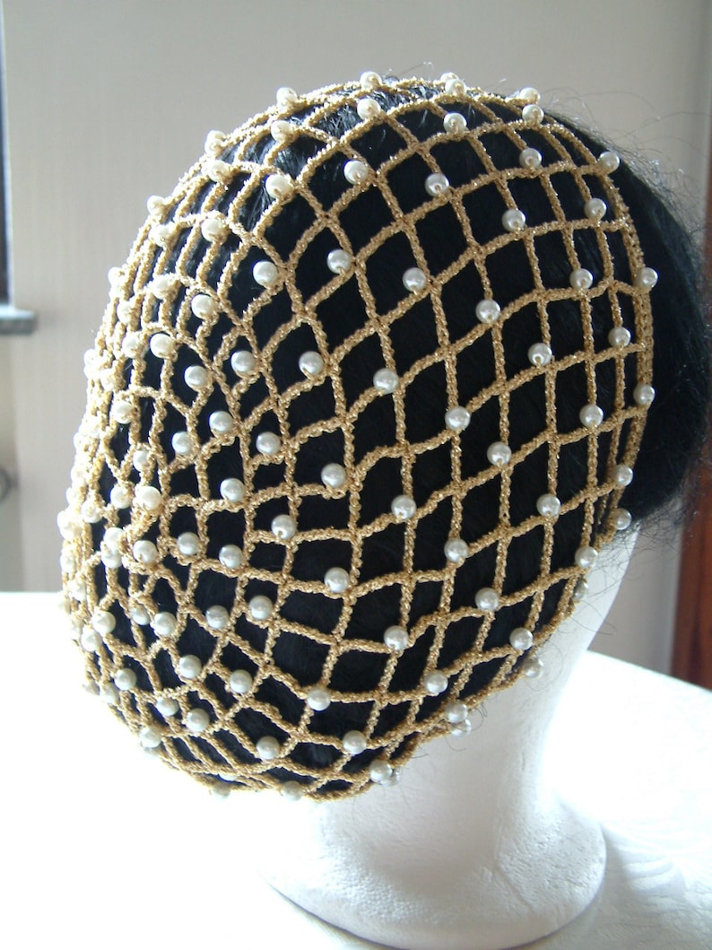 Pearl-studded Hair Net in Gold - Large - Middle Ages - Renaissance - Etsy