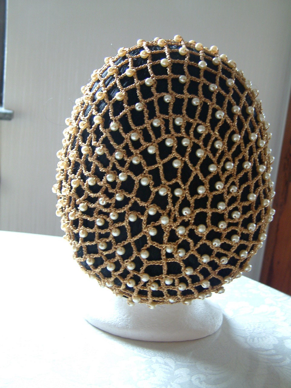 Pearl-studded Hairnet in Old Gold Large Medieval Renaissance - Etsy UK