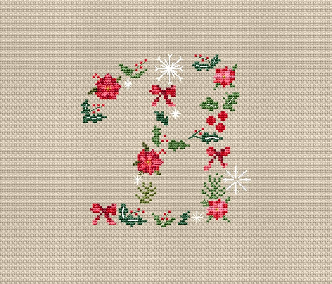 Letter B Cross Stitch Pdf, Alphabet Cross Stitch Pattern, Christmas ...