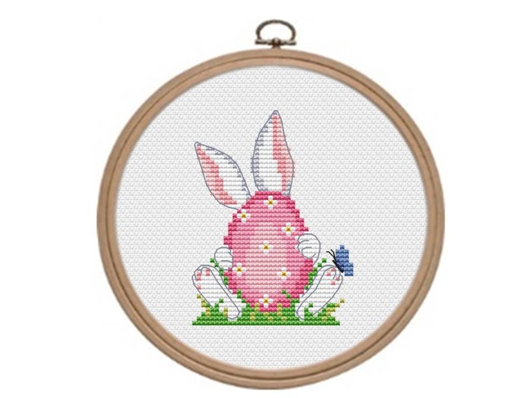 Easter Cross Stitch Pattern, Bunny Easter Card, Easter Egg Design, Cute ...