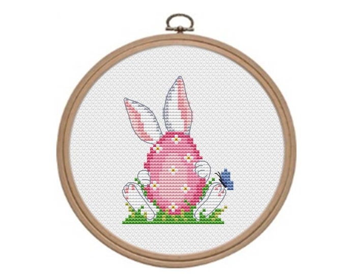 Easter Cross Stitch Pattern, Bunny Easter Card, Easter Egg Design, Cute ...