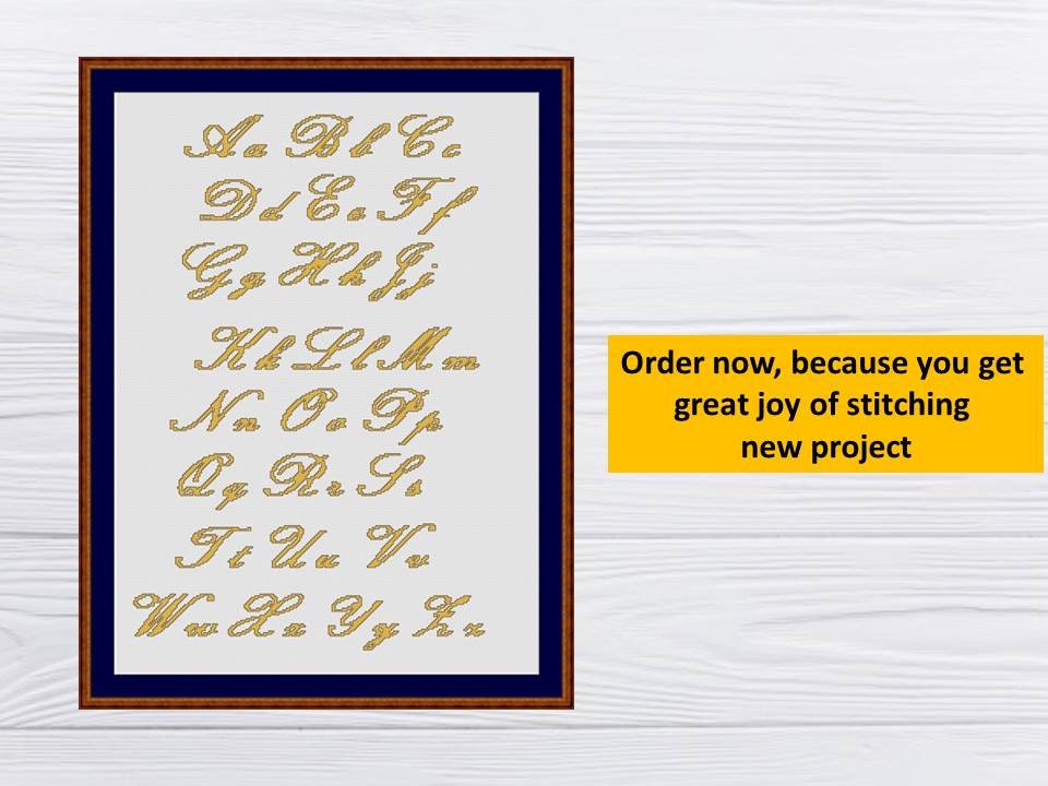 Counted Cross Stitch Alphabet Pattern Font Cursive Letters | Etsy