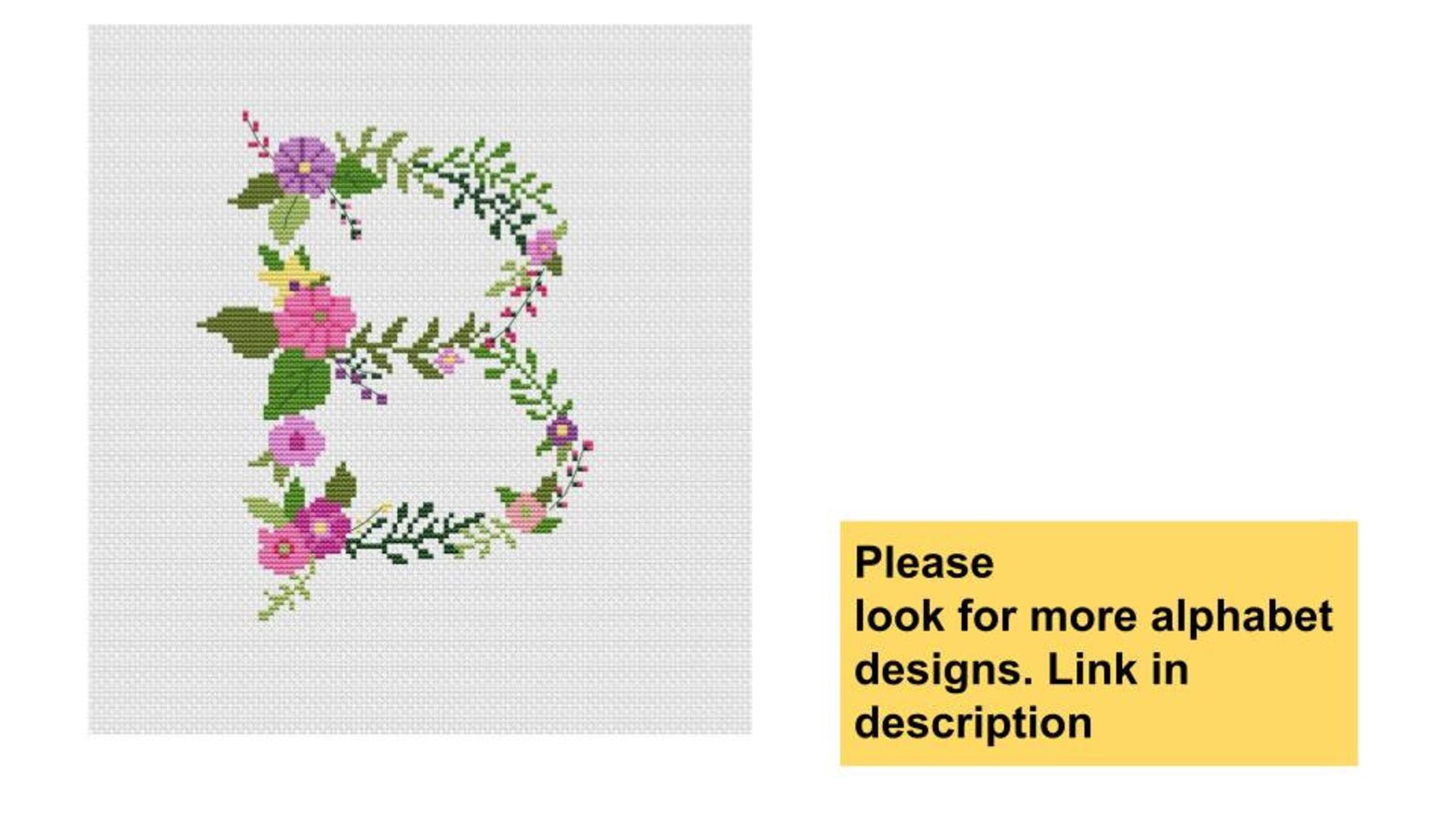 Letter Cross Stitch Pattern Initial B Monogram Name Pdf - Etsy