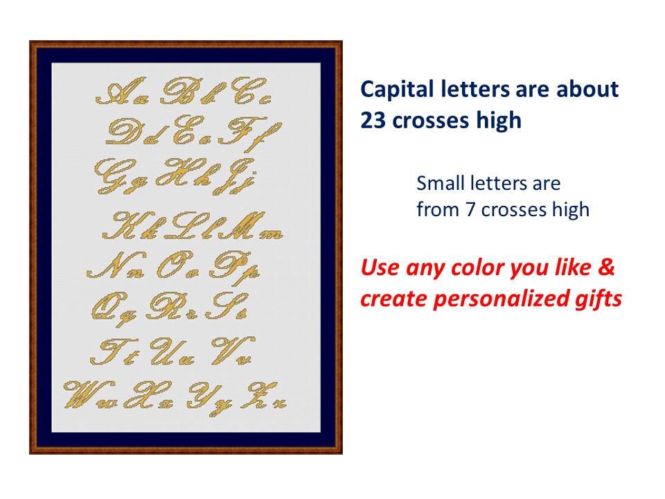 Counted Cross Stitch Alphabet Pattern Font Cursive Letters | Etsy