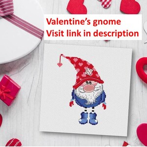 Valentine Gnome Cross Stitch Pattern Scandinavian Tomte Ornaments Easy ...