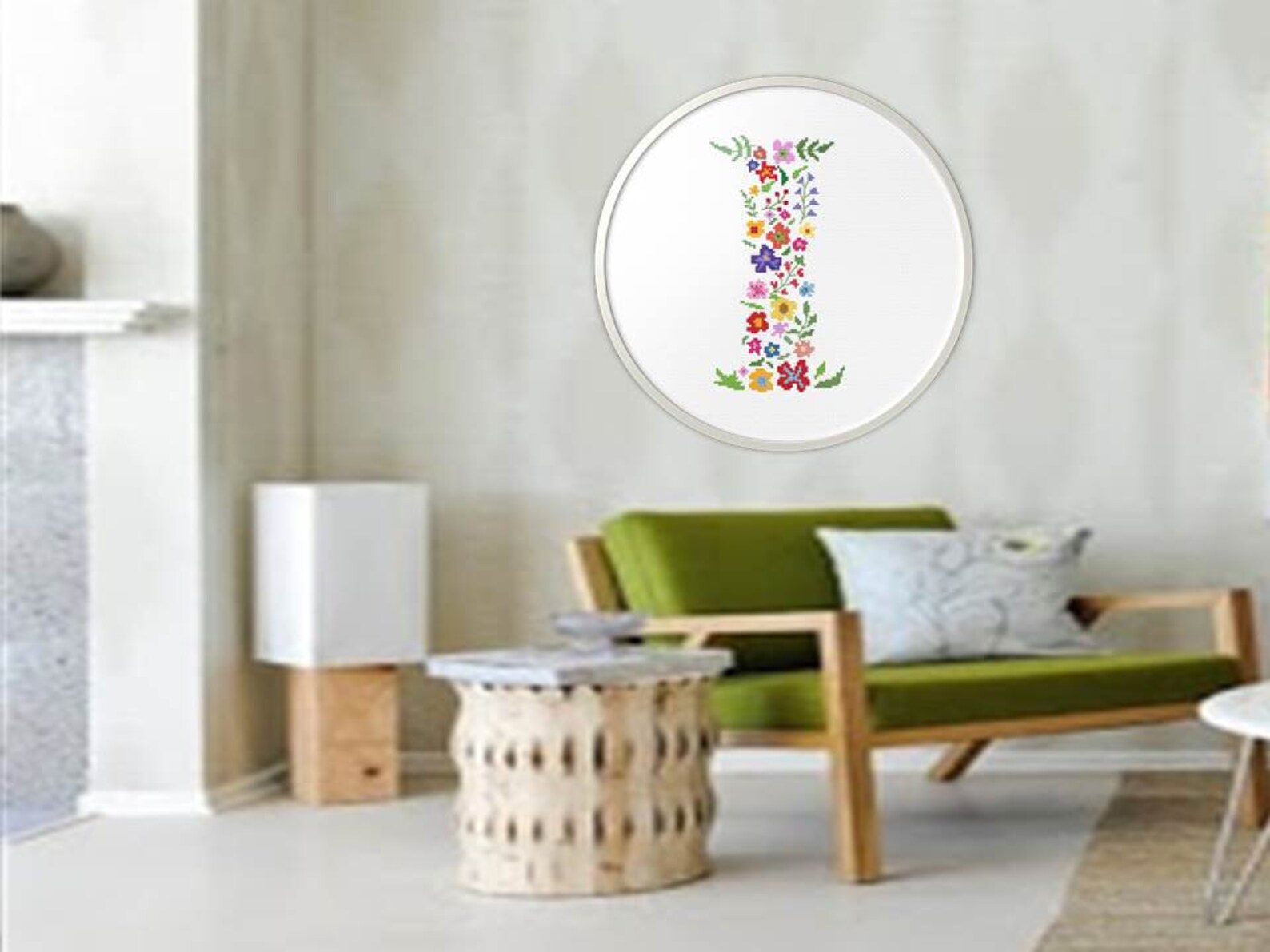 Monogram I cross stitch pattern Floral initial xstitch | Etsy