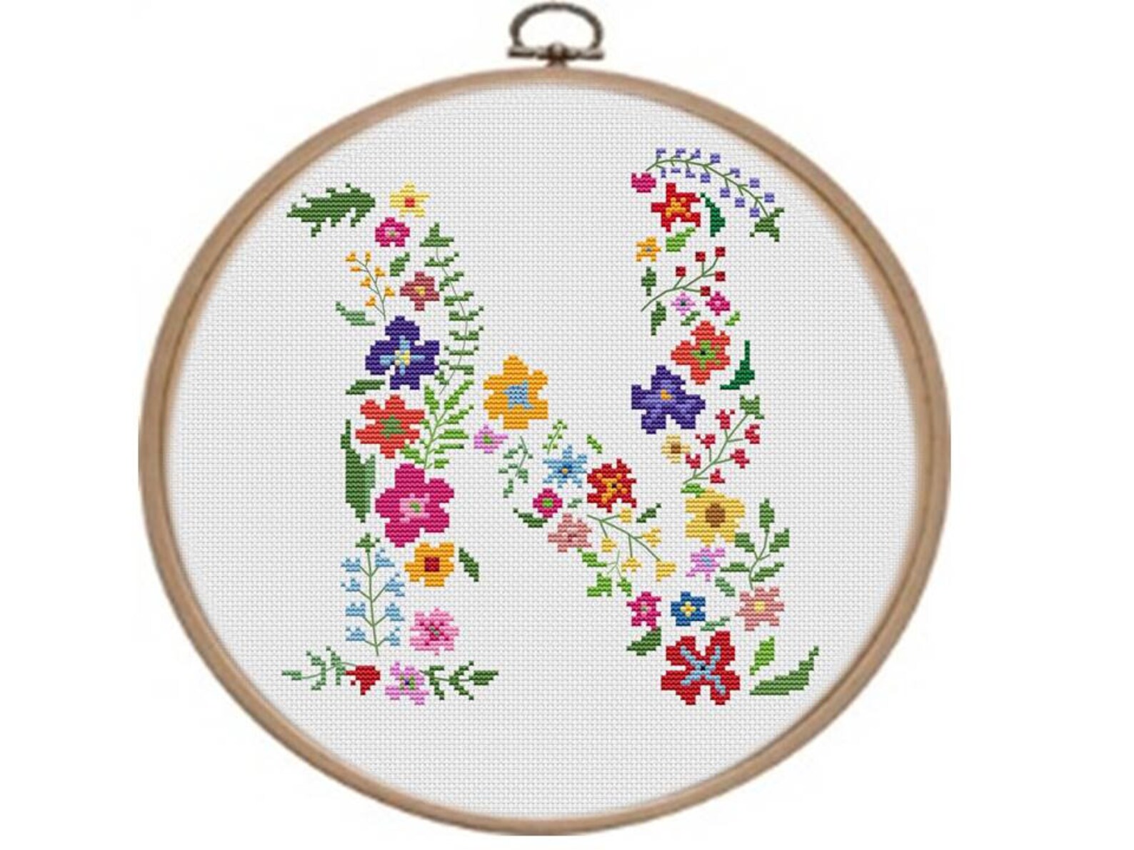 Monogram I cross stitch pattern Floral initial xstitch | Etsy