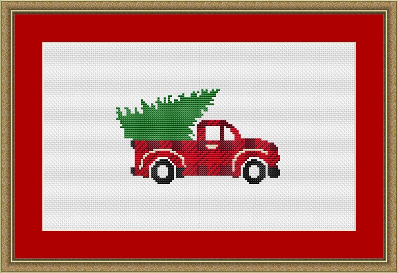 Christmas Red Truck Cross Stitch Pattern Pdf Christmas Boho - Etsy