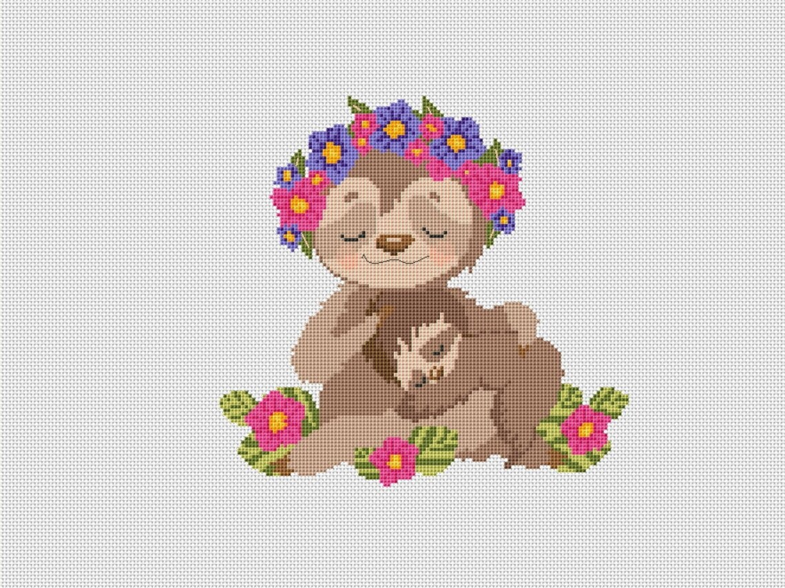 Sloth Cross Stitch Pattern Pdf Modern Farmhouse Mantel Decor | Etsy