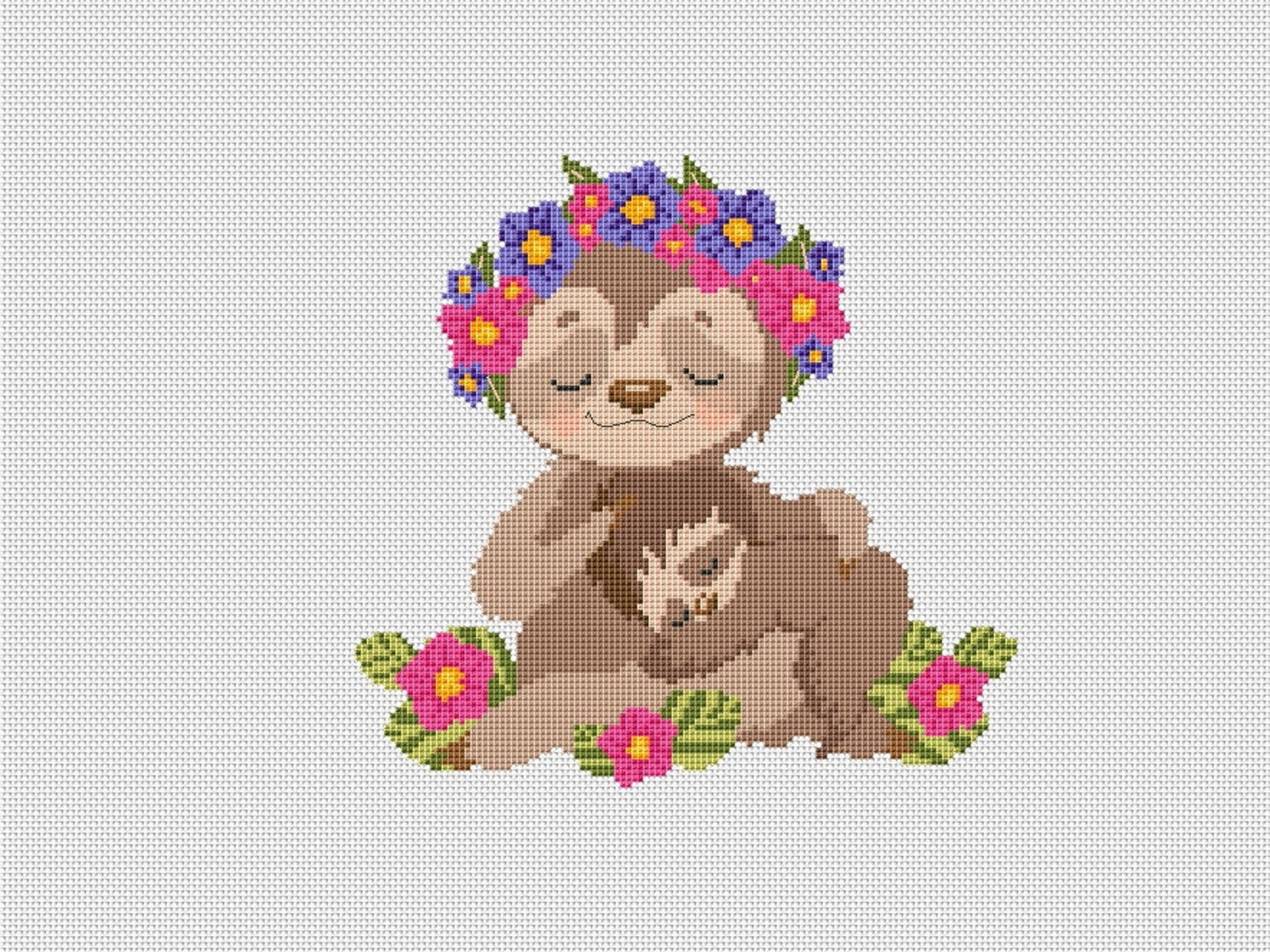 Sloth Cross Stitch Pattern Pdf Modern Farmhouse Mantel Decor | Etsy