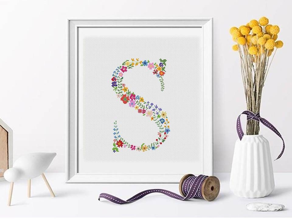 Letter G Cross Stitch Pattern Pdf Monogram Floral Small | Etsy