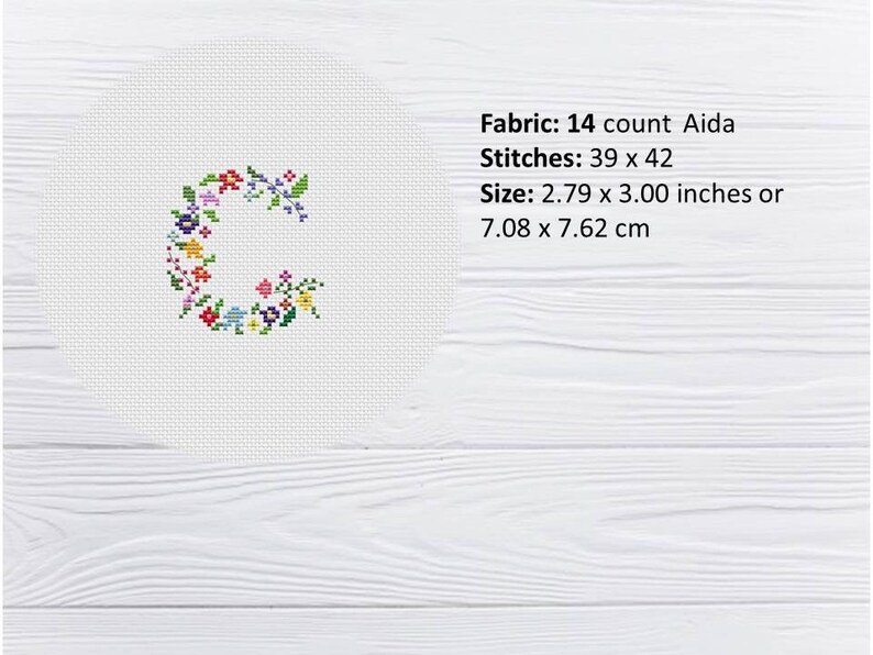 Letter G Cross Stitch Pattern Pdf Monogram Floral Small - Etsy