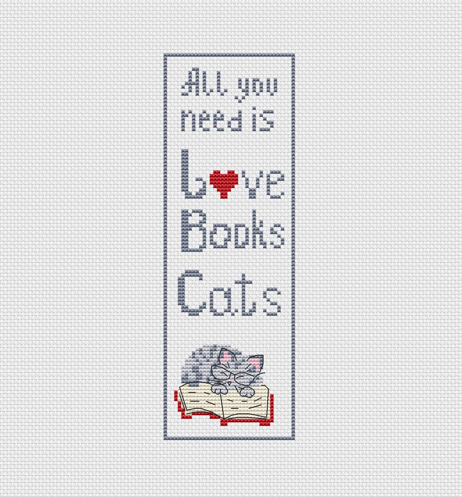 Bookmark Cross Stitch Pattern Mini Cat Cross Stitch Pattern - Etsy