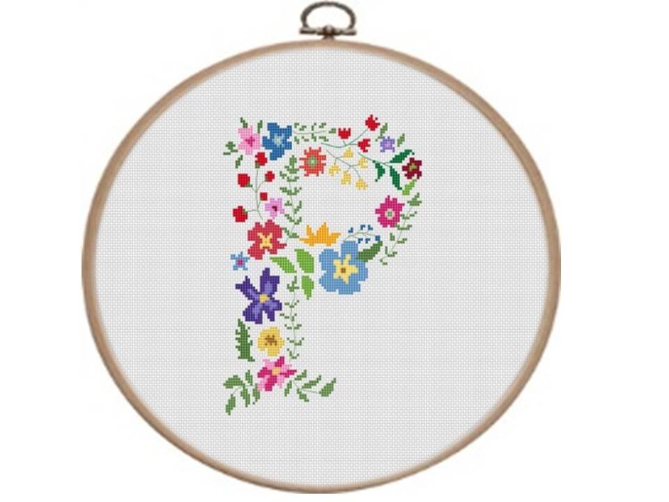 Letter Cross Stitch Pattern Pdf Monogram Floral G Modern - Etsy