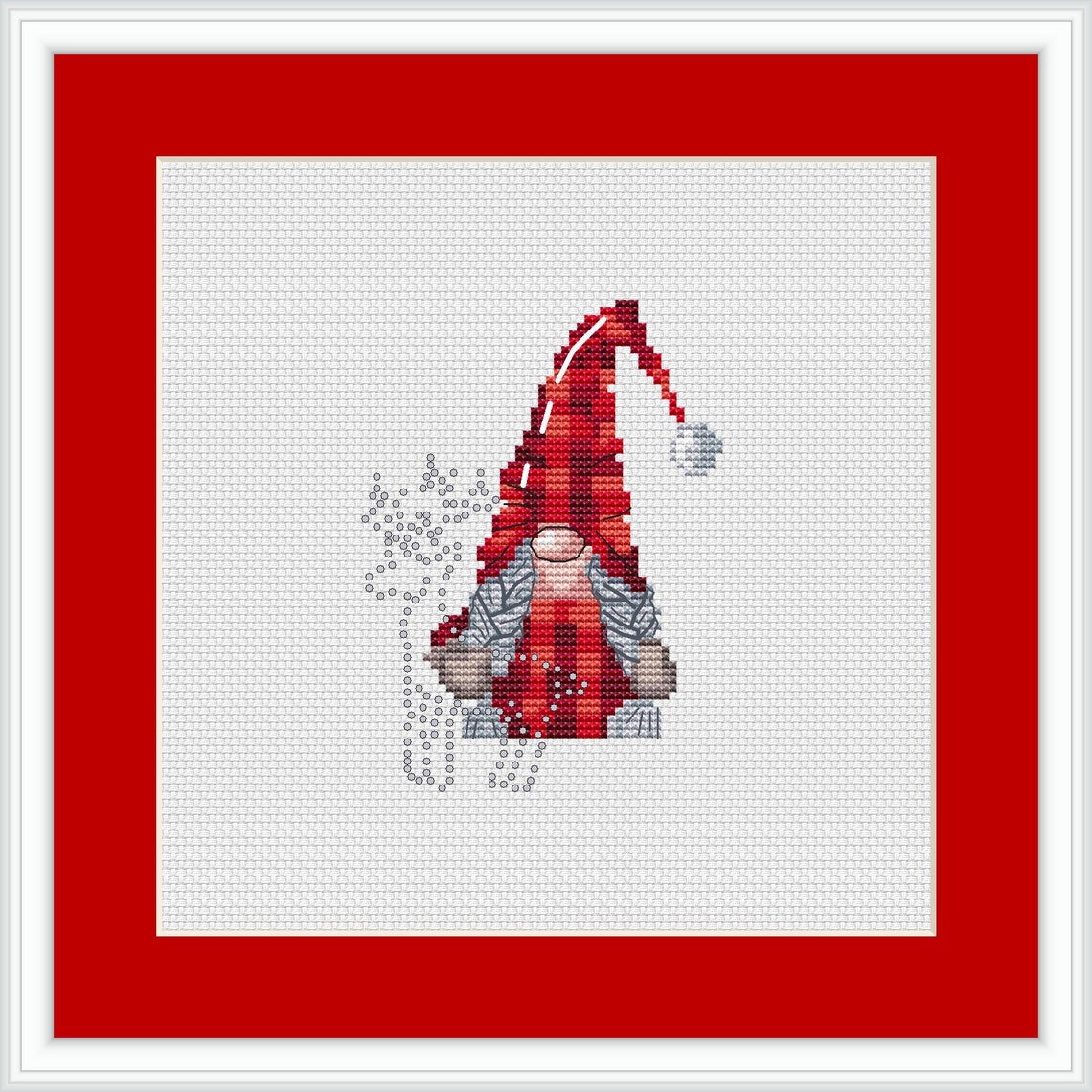 Buffalo Plaid Cross Stitch Pattern Gnome Red Counted Cross - Etsy