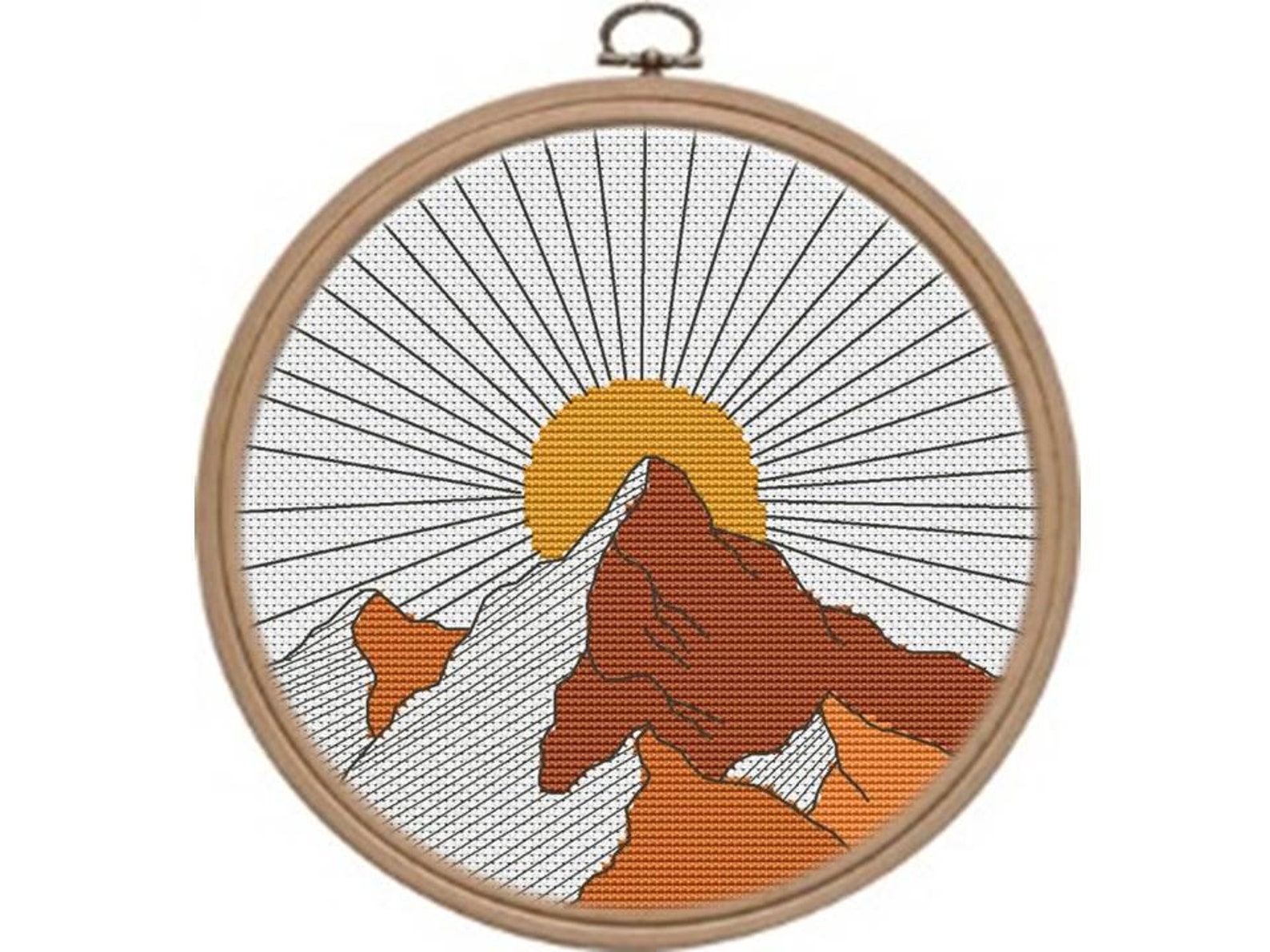 Mountains Cross Stitch Pattern Easy Sun Boho Embroidery - Etsy