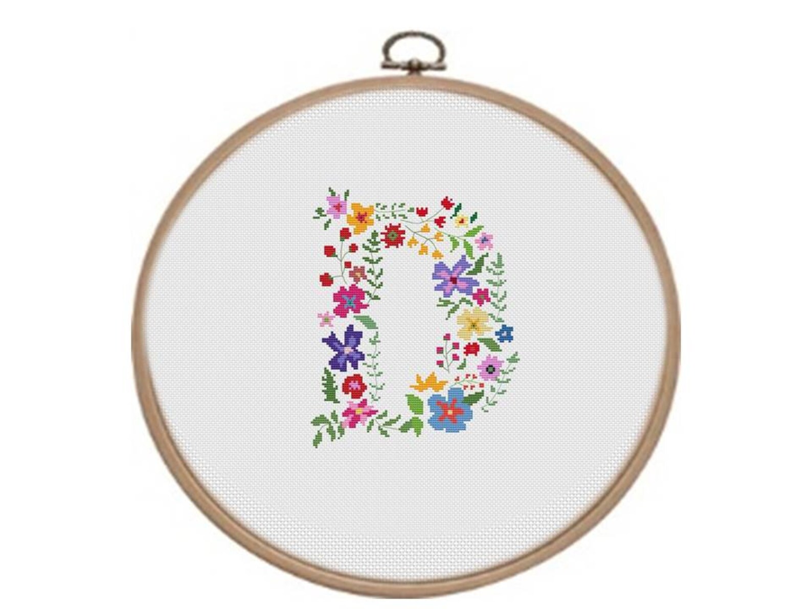 Monogram I cross stitch pattern Floral initial xstitch | Etsy