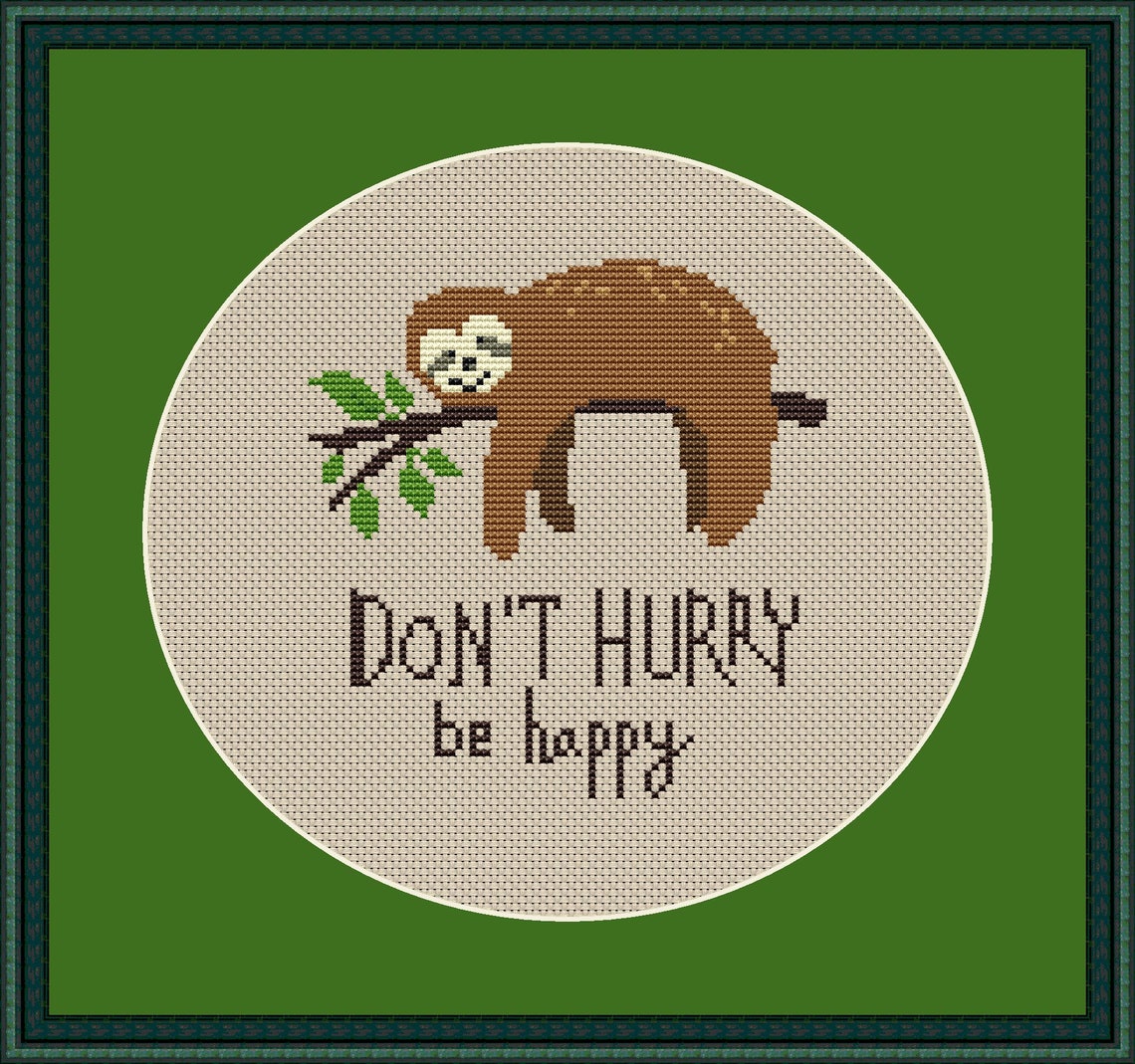 Cute Sloth cross stitch pattern PDF subversive cross stitch | Etsy