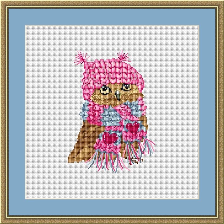Owl Modern Cross Stitch Pattern Winter Christmas 2021 Chart - Etsy