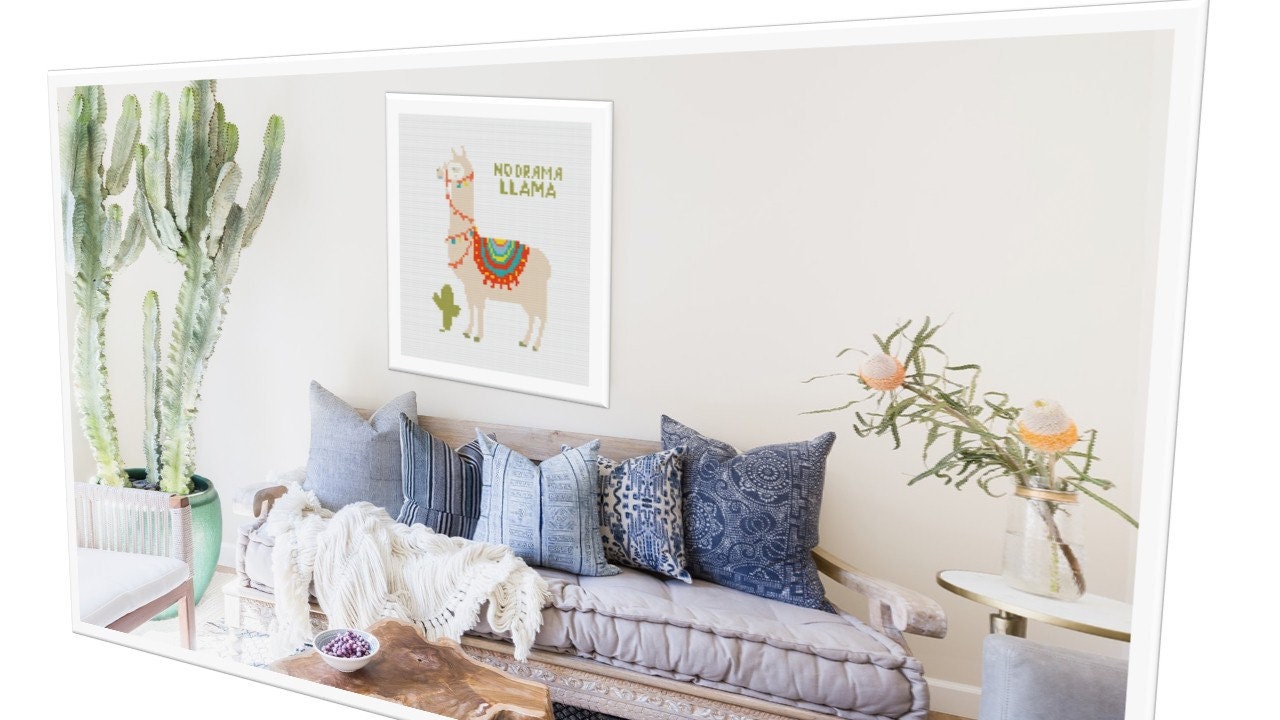 Llama Cross Stitch Pattern Llama Mama Tutorialcacti Cross - Etsy