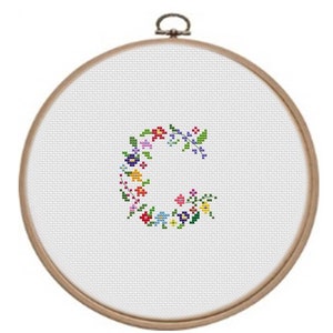 Letter G Cross Stitch Pattern Pdf Monogram Floral Small - Etsy