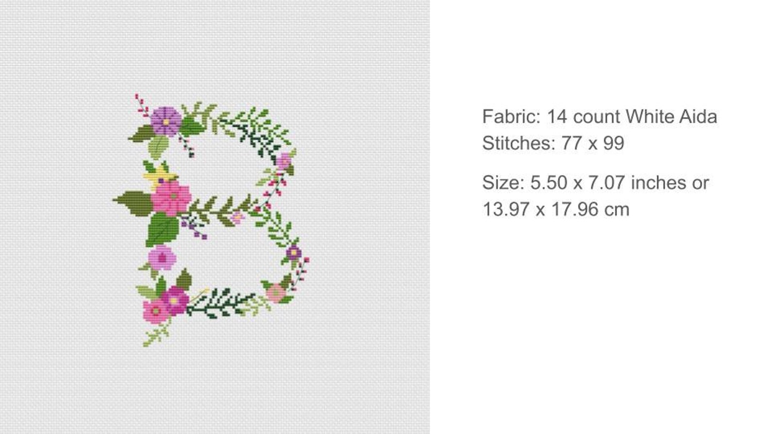 Letter Cross Stitch Pattern Initial B Monogram Name Pdf - Etsy