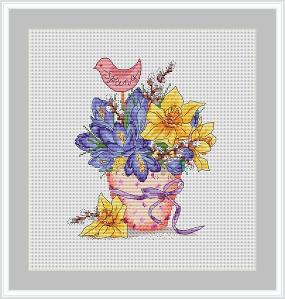 Flower Spring Cross Stitch Pattern Pdf Floral Mothers Day | Etsy