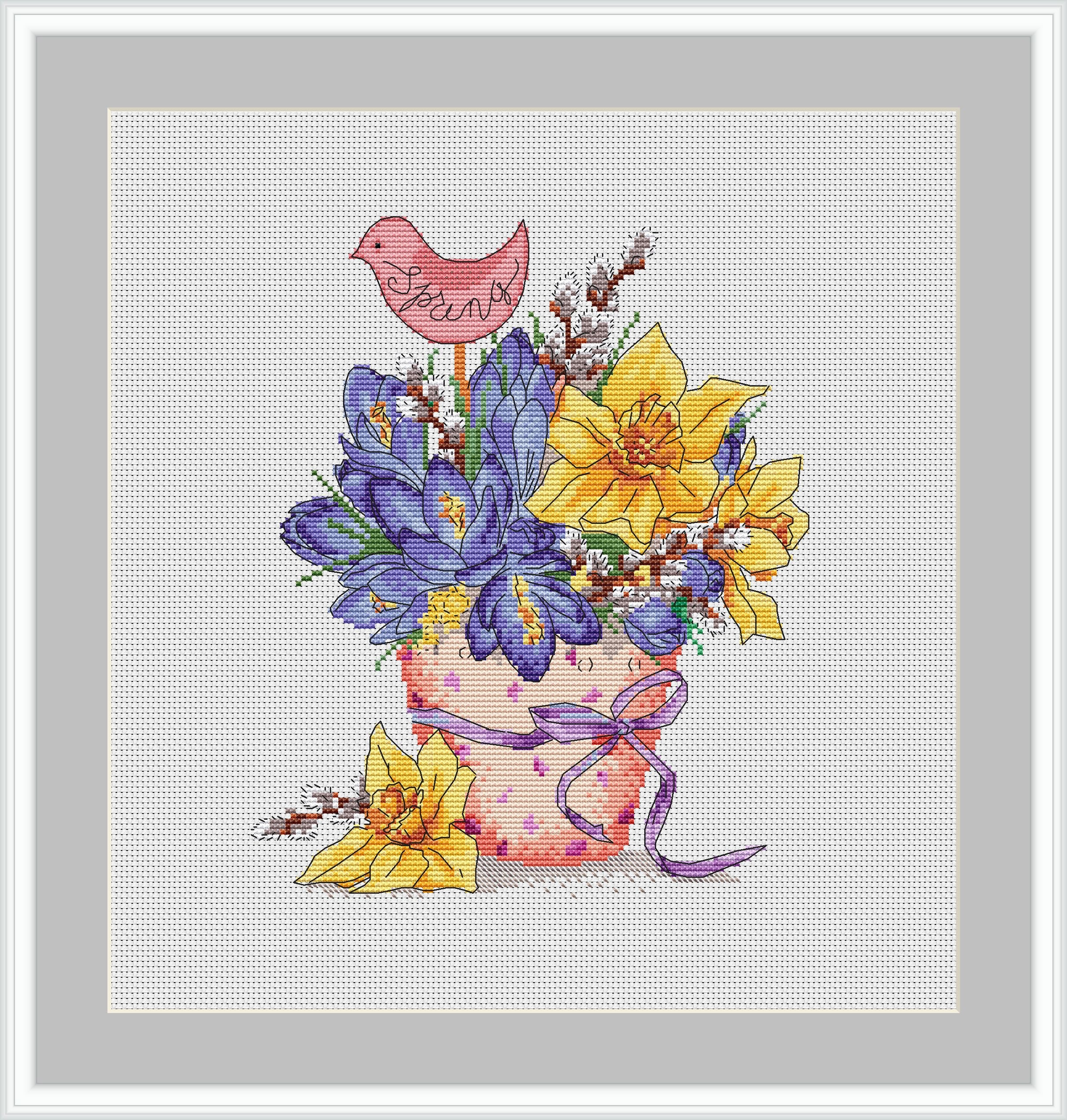 Flower spring cross stitch pattern pdf Floral mothers day | Etsy