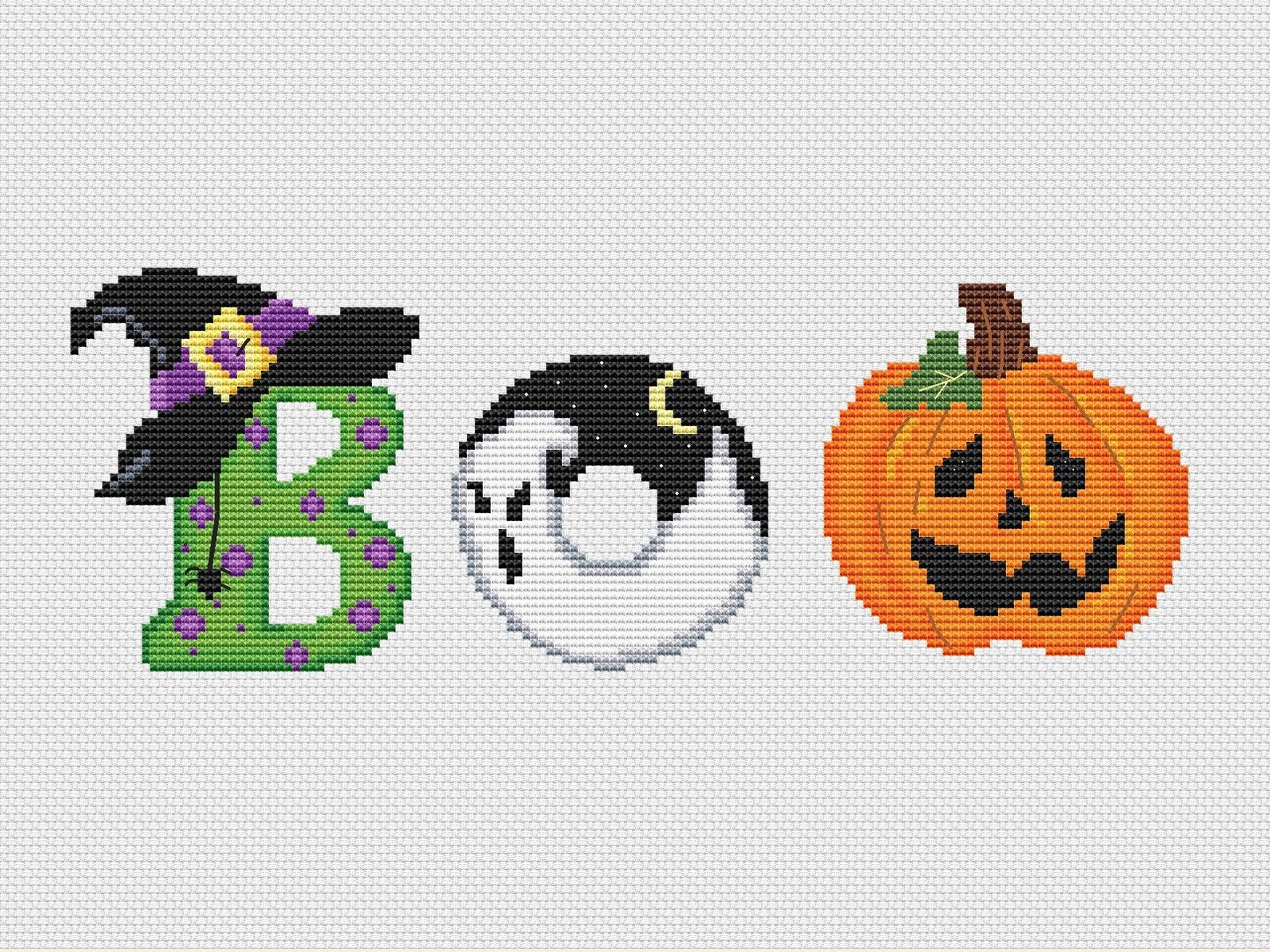 Halloween Cross Stitch Pattern Boo Cross Stitch Pdf Small - Etsy