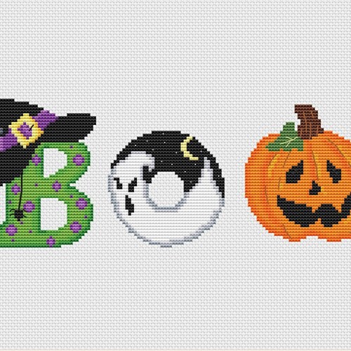 Halloween Cross Stitch Pattern Boo Cross Stitch Pdf Small - Etsy