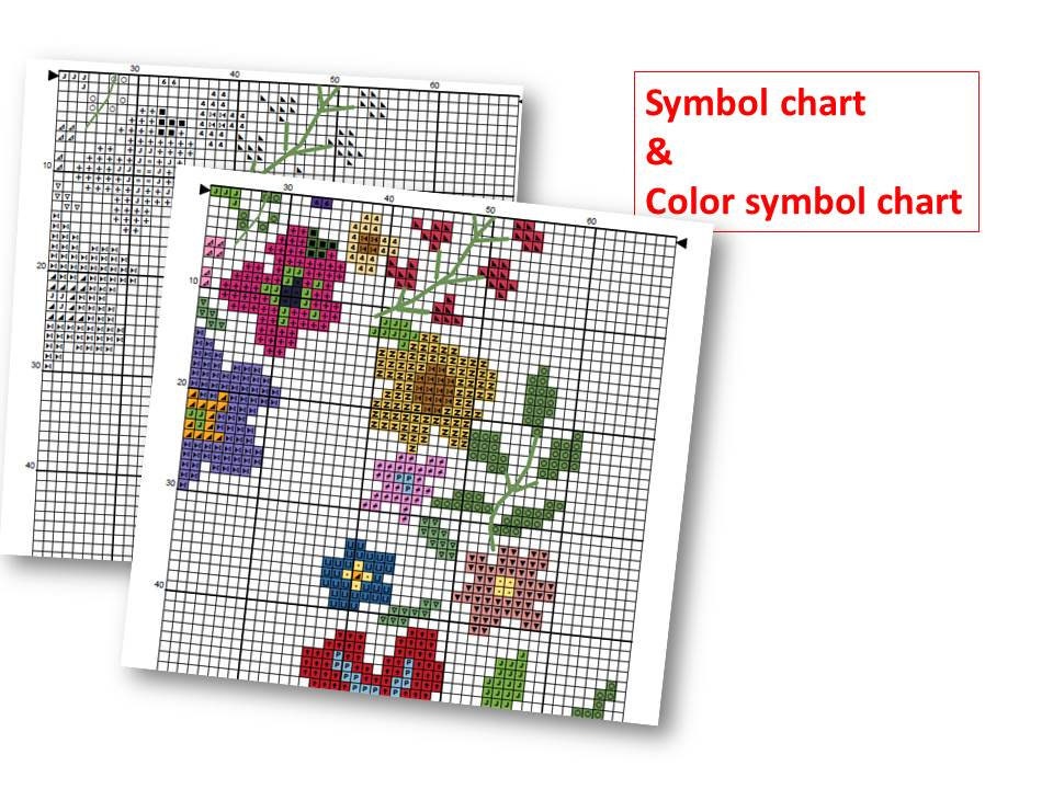 Initial M cross stitch pattern Floral boho lettern hoop art | Etsy