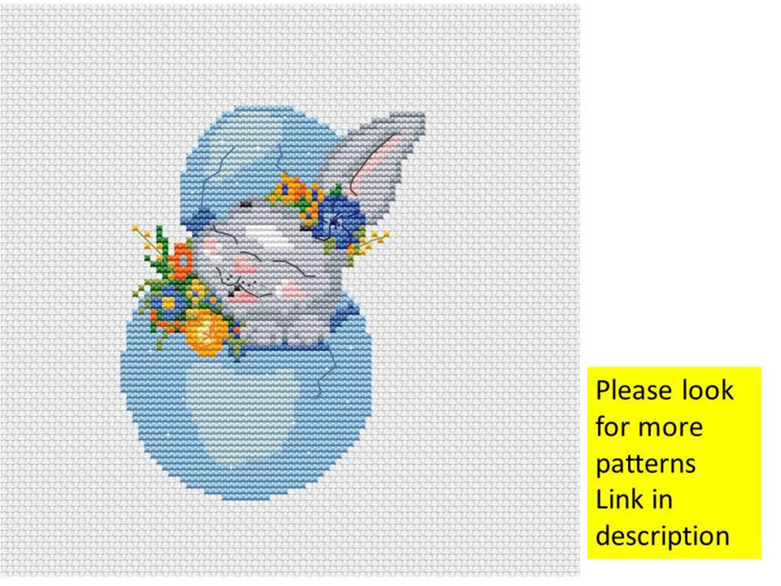 Easter Cross Stitch Pattern Bunny Small Design Easter | Etsy