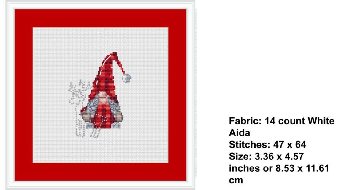 Buffalo Plaid Cross Stitch Pattern Gnome Red Counted Cross - Etsy