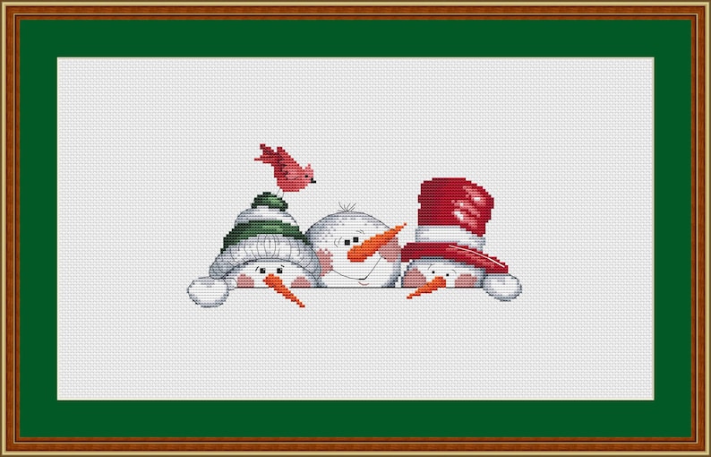 Snowmen Cross Stitch Pattern Christmas Cross Stitch Pdf Cute - Etsy