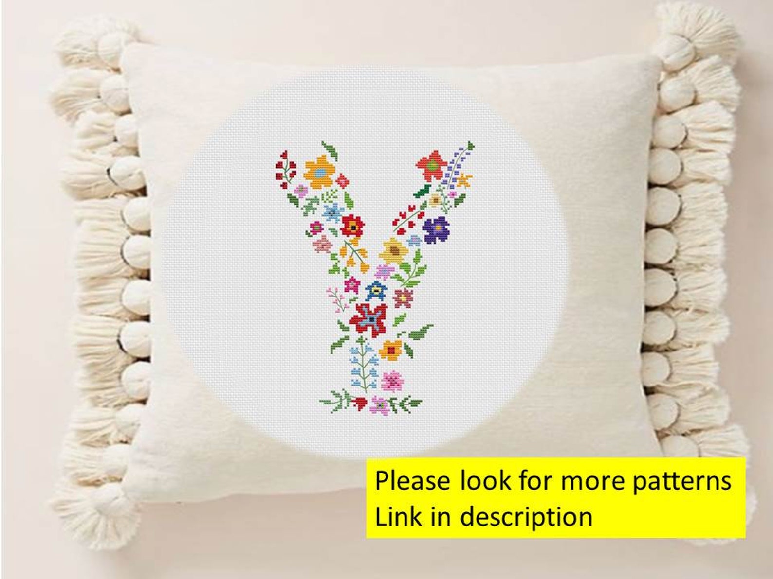 Letter Y Cross Stitch Pattern Floral Monogram Name Initial | Etsy