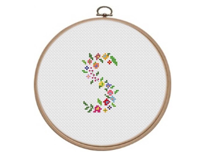 Alphabet Cross Stitch Pdf Floral Font Pattern Floral | Etsy