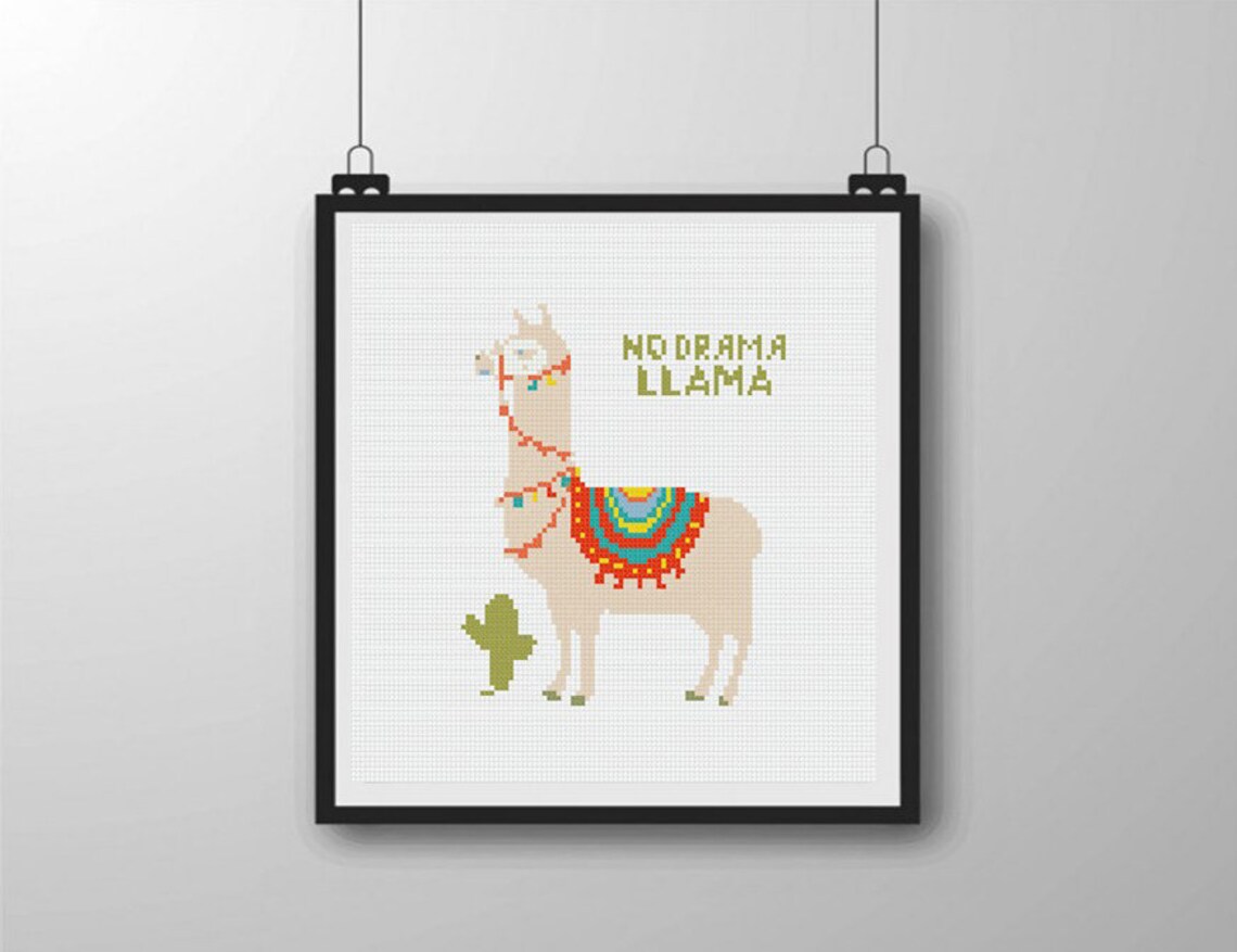 Llama Cross Stitch Pattern Llama Mama Tutorialcacti Cross - Etsy