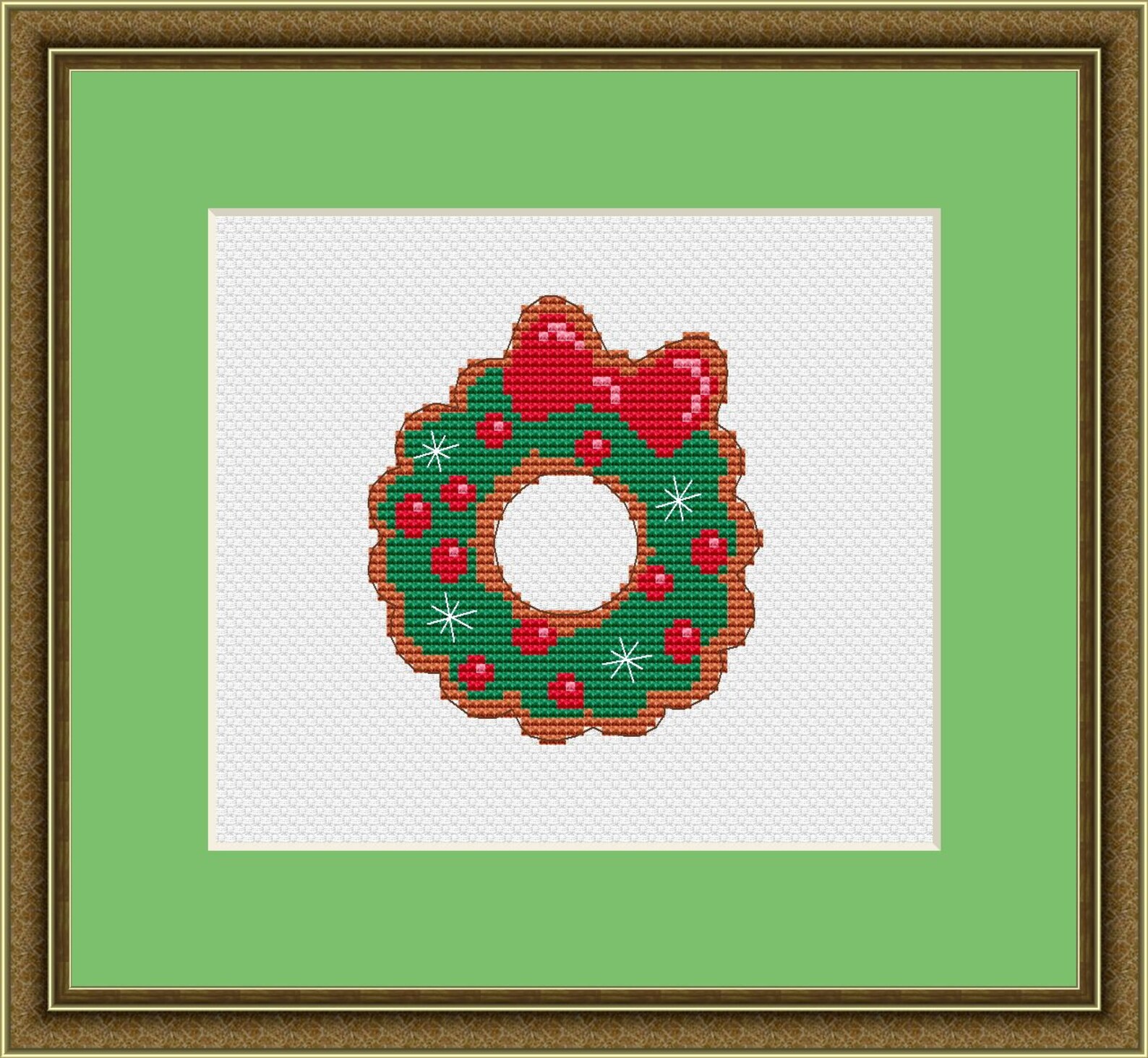 Cross Stitch Christmas Pattern Pdf Primitive Holiday Wreath - Etsy