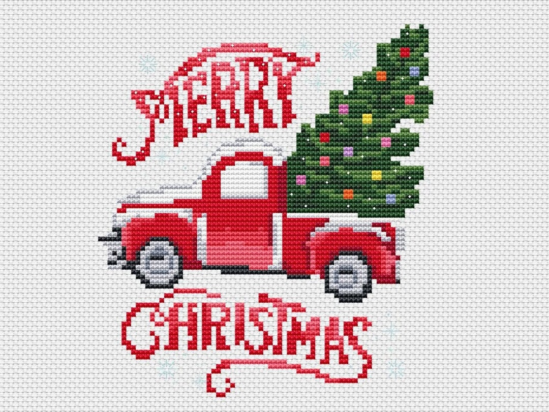 Christmas Cross Stitch Pattern, Festive Truck Cross Stitch, Truck With ...