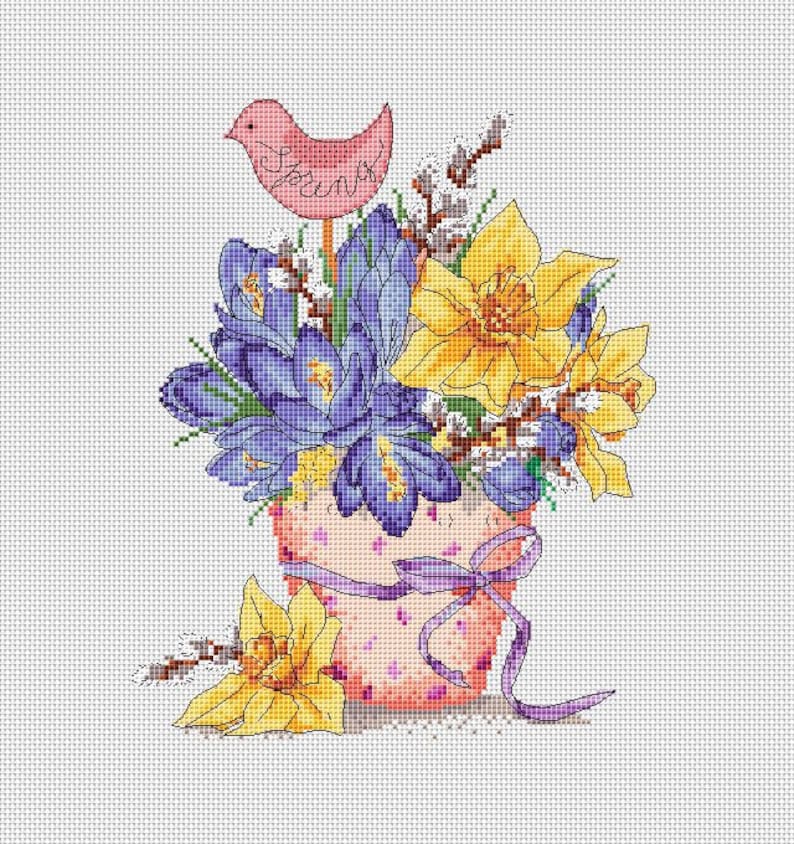 Flower Spring Cross Stitch Pattern Pdf Floral Mothers Day - Etsy