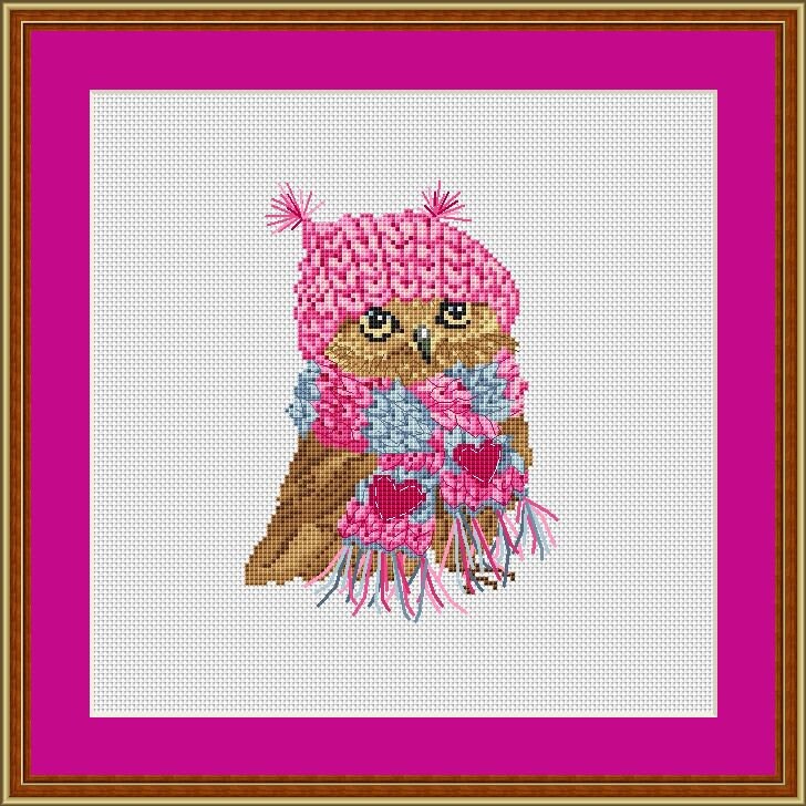 Owl Modern Cross Stitch Pattern Winter Christmas 2021 Chart - Etsy