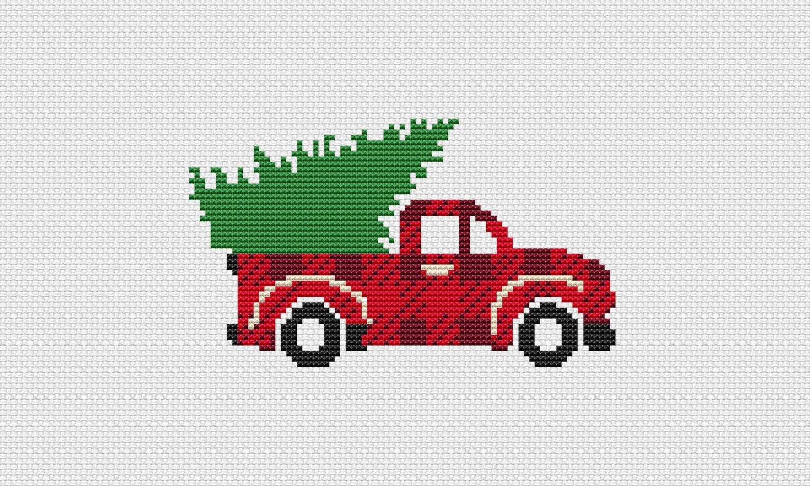 Christmas Red Truck Cross Stitch Pattern Pdf Christmas Boho - Etsy